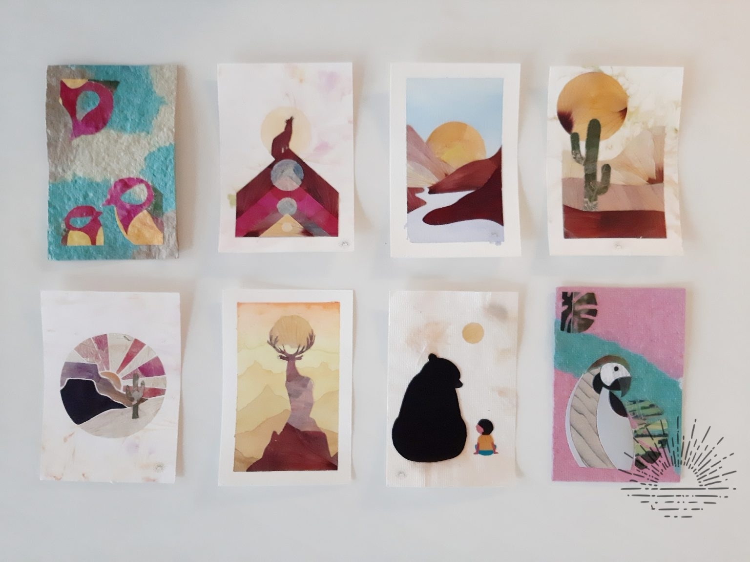 8 flower collage postcards templates | Nomade Crafts&Dreams