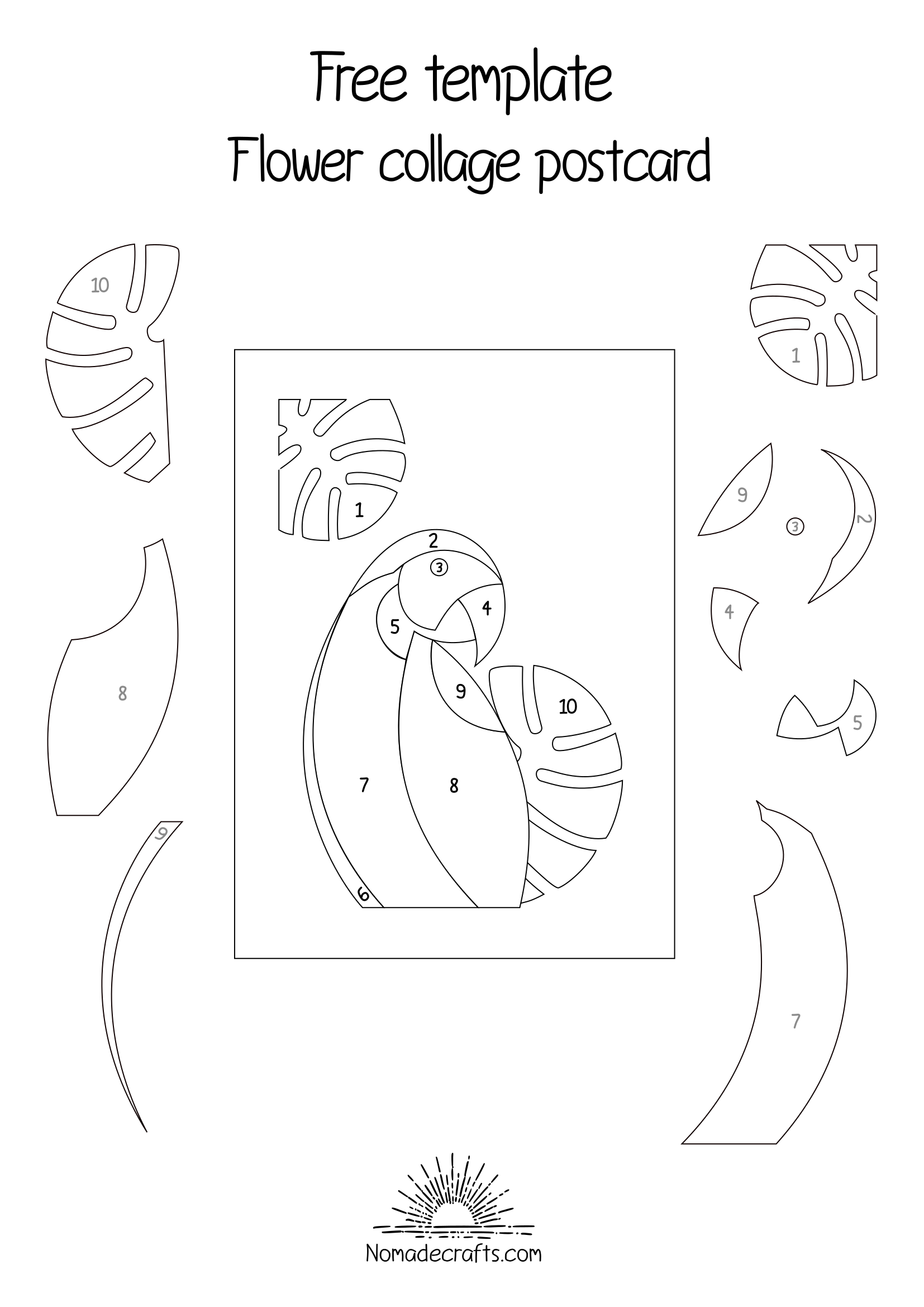 8 flower collage postcards templates | Nomade Crafts&Dreams