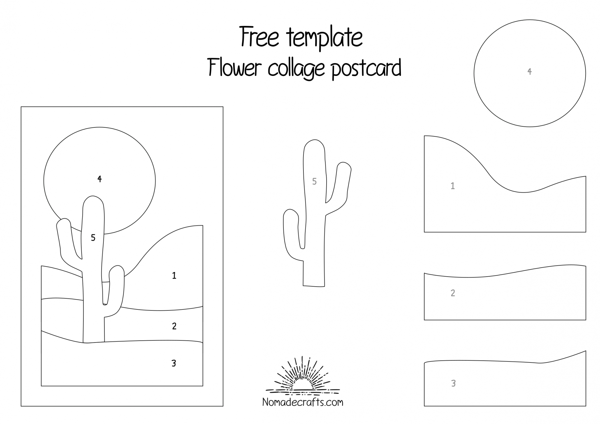 8 flower collage postcards templates | Nomade Crafts&Dreams