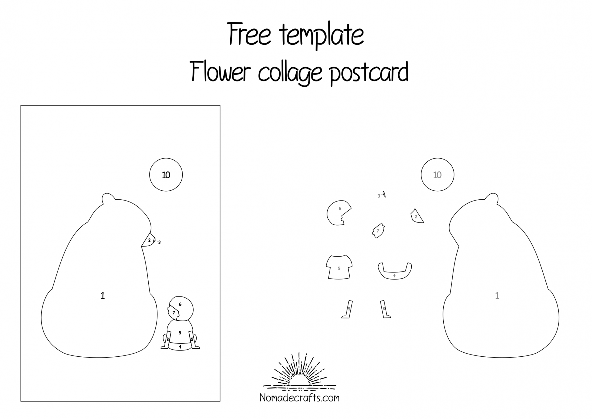 8 flower collage postcards templates | Nomade Crafts&Dreams