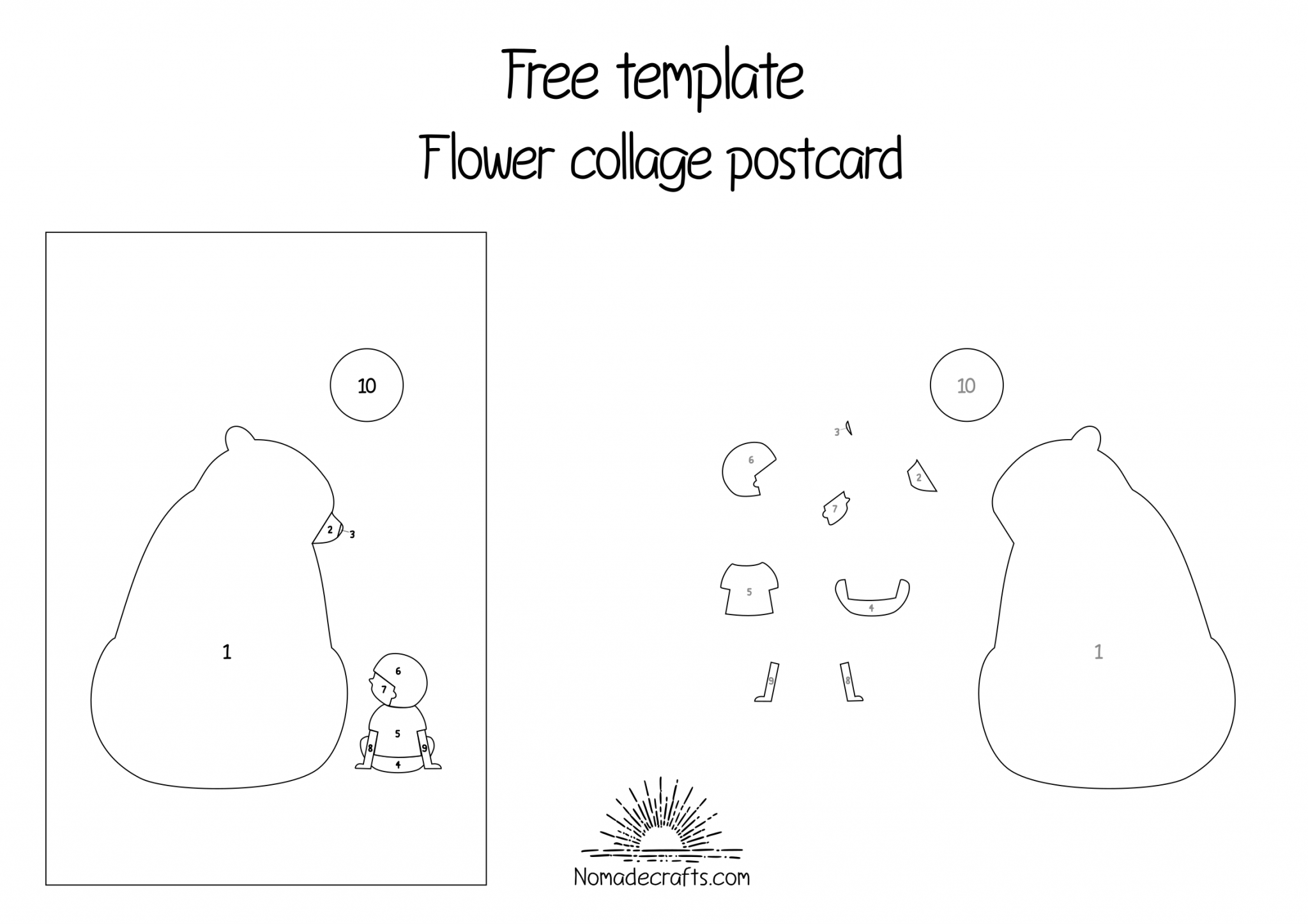 8 flower collage postcards templates | Nomade Crafts&Dreams