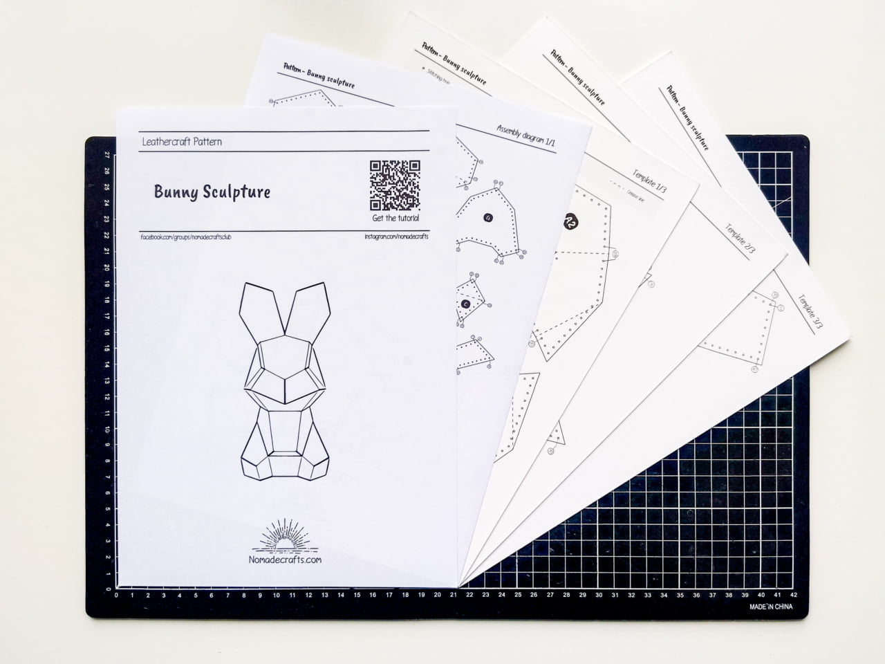 Low Poly Bunny Decorative Sculpture Pattern - NomadeCrafts